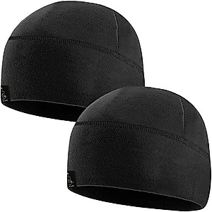 Temple Tape Tactical Fleece Watch Cap Beanie – Skull Cap Fleece Hat - 2 Pack Black/Black - One Size (Fits Most Heads)