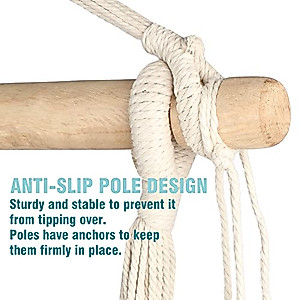 Chihee Hammock Chair Super Large Hanging Chair Soft-Spun Cotton Rope Weaving Chair, Hardwood Spreader Bar Wide Seat Lace Swing Chair Indoor Outdoor Garden Yard Theme Decoration