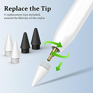 Stylus Pen for iPad W/Palm Rejection Tilt Sensor,13Mins Fully Charged,MEKO Active Apple Pencil iPad Pen Compatible W/iPad 6/7/8/9/10,iPad Pro12.9/11"/M4,iPad Air3/4/5/6,iPad mini5/6(White/Black)