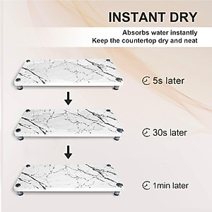 MSJGA Kitchen Sink Organizer, Instant Drying Diatomaceous Earth Sink Tray, Bathroom Counter Organizer, Instant Drying Stone Sink Caddy, Suitable for Soap Sponge Holder Toothbrush Cup (marble white)