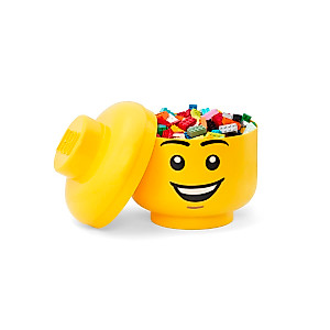 LEGO Iconic Storage Head Large, Stackable Storage Box, 8,5 L, Yellow, Happy Boy