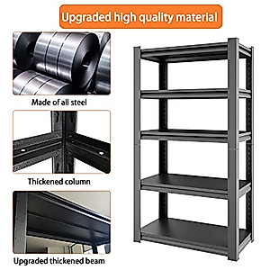 Leariso Garage Shelving Unit, 72" H Garage Storage Shelves Adjustable Heavy Duty Shelving, Metal Shelving Shelves for Storage Racks Warehouse Basement Kitchen, 5-Tier,35.4" W x 15.7" D x 72" H