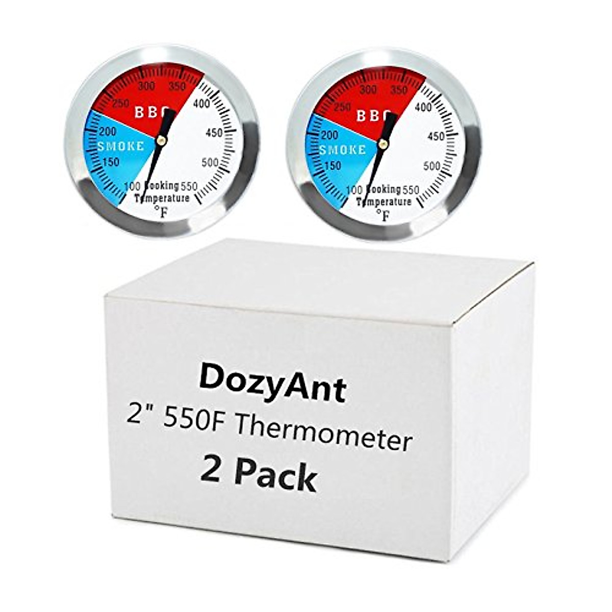 2 inch BBQ Thermometer Gauge 2 Pcs Charcoal Grill Pit Smoker Temp Gauge Grill Thermometer Replacement for Smoker Grill Wood Charcoal Pit, Grill Temp Thermometer