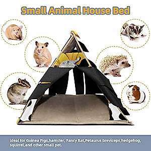 RATGDN Small Pet Hideout Sunflower and Cow Print Hamster House Guinea Pig Playhouse for Dwarf Rabbits Hedgehogs Chinchillas