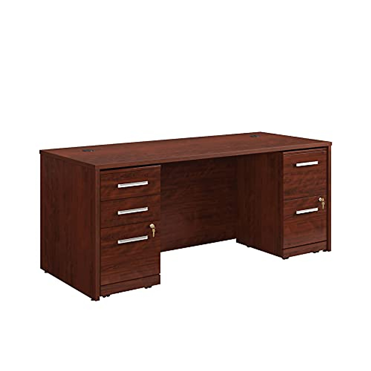 OfficeWorks by Sauder Affirm 72 X 30 Shel 2&3drwr Peds Ste, L: 71.10" x W: 29.53" x H: 29.29", Classic Cherry Finish