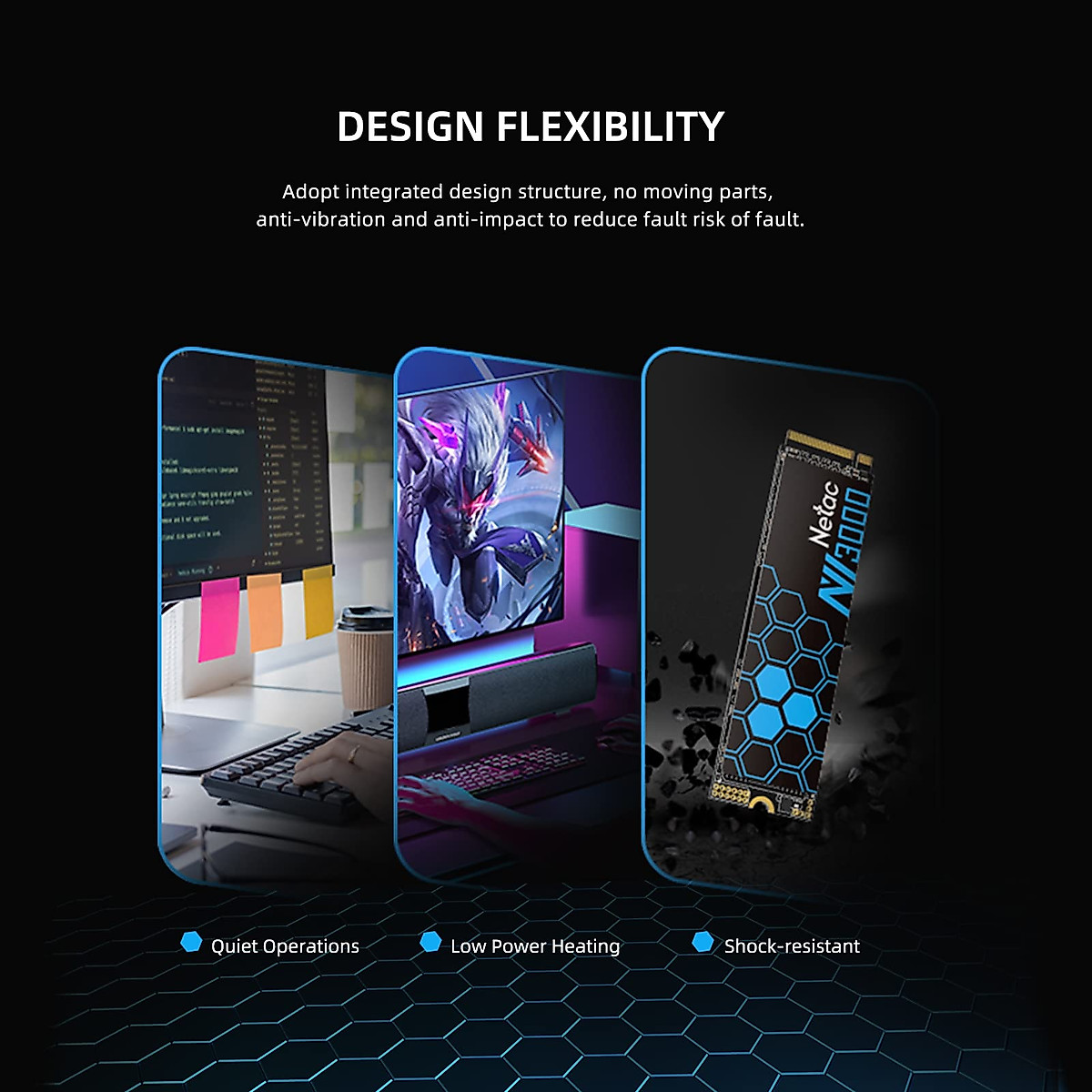 Netac 1TB NVMe PCIe Gen3x4 M.2 Internal Solid State Drive Up to 3,100 MB/s with Aluminum Heatspreader 300TBW, Built for Gaming