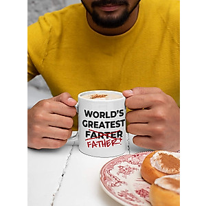 World's Greatest Farter Funny Fathers Day Coffee Mug | Best Farter Ever Coffee Cup - Funny Fathers Day Mugs from Son Daughter Kids | Cool Christmas Presents Fun Birthday Gag Gifts (WGF White)