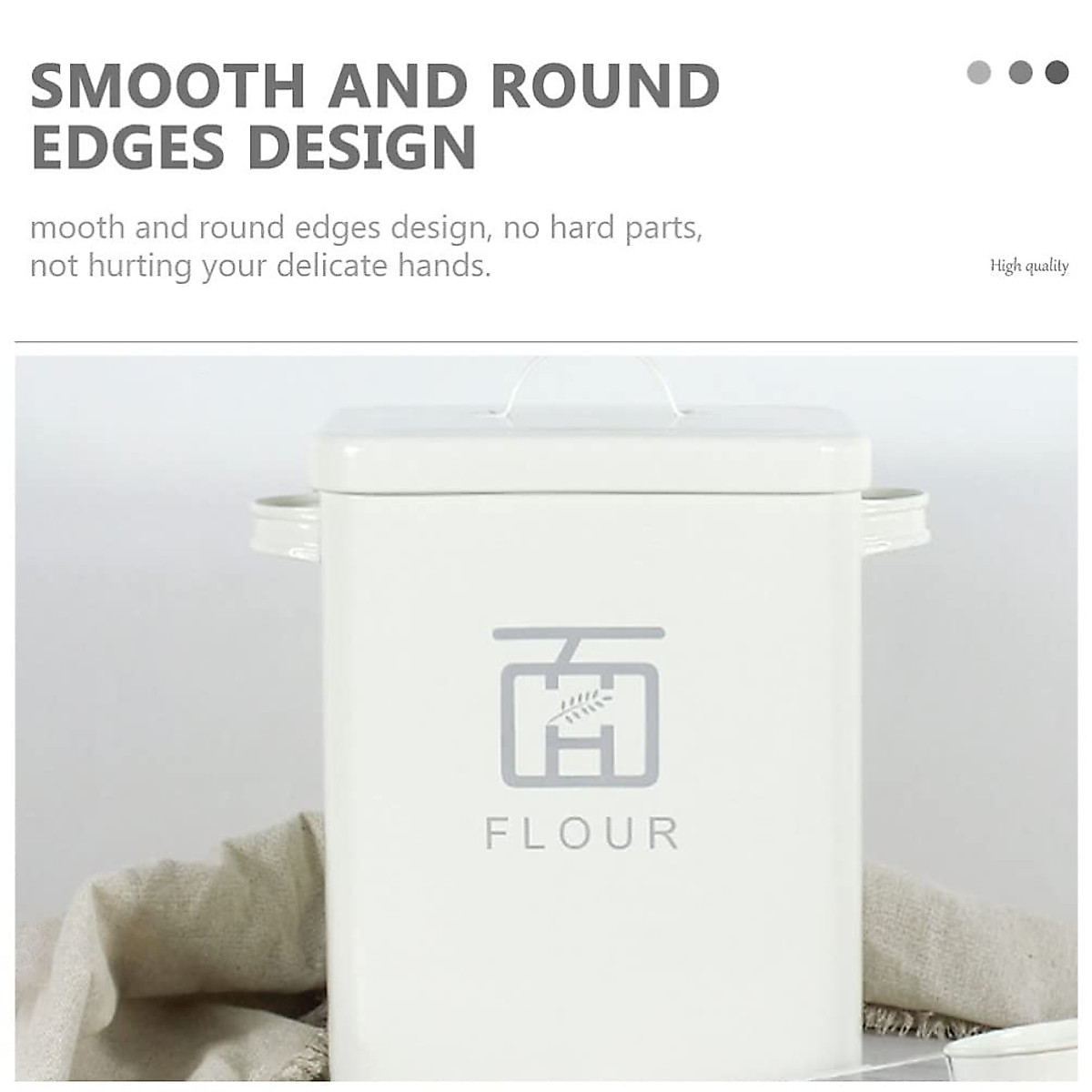 Cabilock Box Flour Bucket Iron White To Rotate Organizer Household