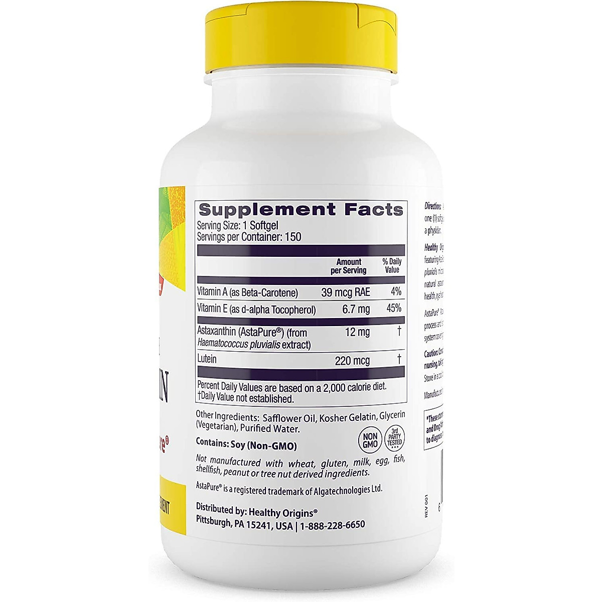 Healthy Origins Triple Strength Astaxanthin (Complex), 12 mg - Supports Heart Health, Immune System & Joint Health - Gluten-Free Supplement - 150 Softgels