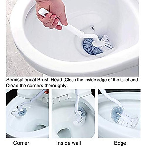 Marbarsse Bathroom Toilet Bowl Brush and Holder, Curved Design Toilet Brush for Deep Cleaning Under Rim, Best Toilet Brush Set, Easy Handy CompactToilet BowlCleaner Brush for Bathroom, 2 Pack