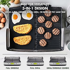 GreenPan Elite XL Smoke-less Grill and Griddle, Healthy Ceramic Nonstick Interchangeable/Removeable Cast Aluminum Plates, Indoor BBQ Sear Sizzle, LCD Display, Splash Guard, Drip Tray, PFAS-Free, Black