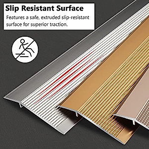 ETULLE Floor Transition Strip Metal, Black Gold 10cm Extra Wide Threshold Reducer for Doorways Step Down 1 Inch, Tile to Carpet Edge Trim for Entry Large Drop Crack
