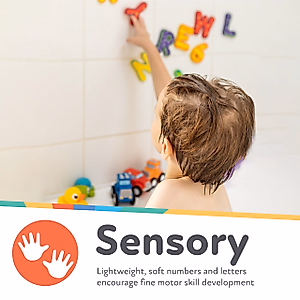 Nuby Floating Bath Tub Alphabet and Number Set, Soft Foam Educational Waterproof Letters and Numbers Toy, 36 Pieces