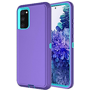 Annymall Cover for Galaxy S20 FE 5G Case for Samsung S20 FE Heavy Duty Case with Screen Protector for Women Men Rugged Shockproof Cover for Samsung Galaxy S20 FE 5G 6.5 inch (Purple/Sky Blue)