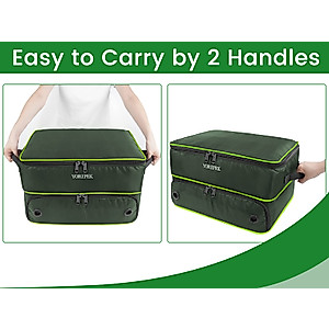 YOREPEK 2 Layer Golf Trunk Organizer Storage for 2 Pair Shoes, Golf Trunk Storage with Separate Compartments for Golf Supplies, Gloves, Golf Items, Golf Gifts For Men, GREEN