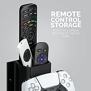BRAINWAVZ The Elephant - Game Controller & TV Remote Control Wall Mount Holder, Adhesive & Screw In, Universal Design for Xbox ONE PS5 PS4 PC Gamepads, Reduce Clutter