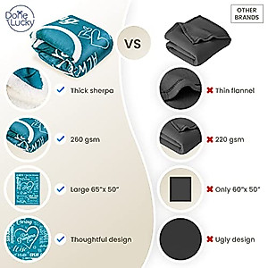 Done Lucky Grandma Blanket - Grandma Gift for Birthday, Mother's Day, Christmas, etc. - Sherpa Throw Blanket Gift for Grandma (Cyan)