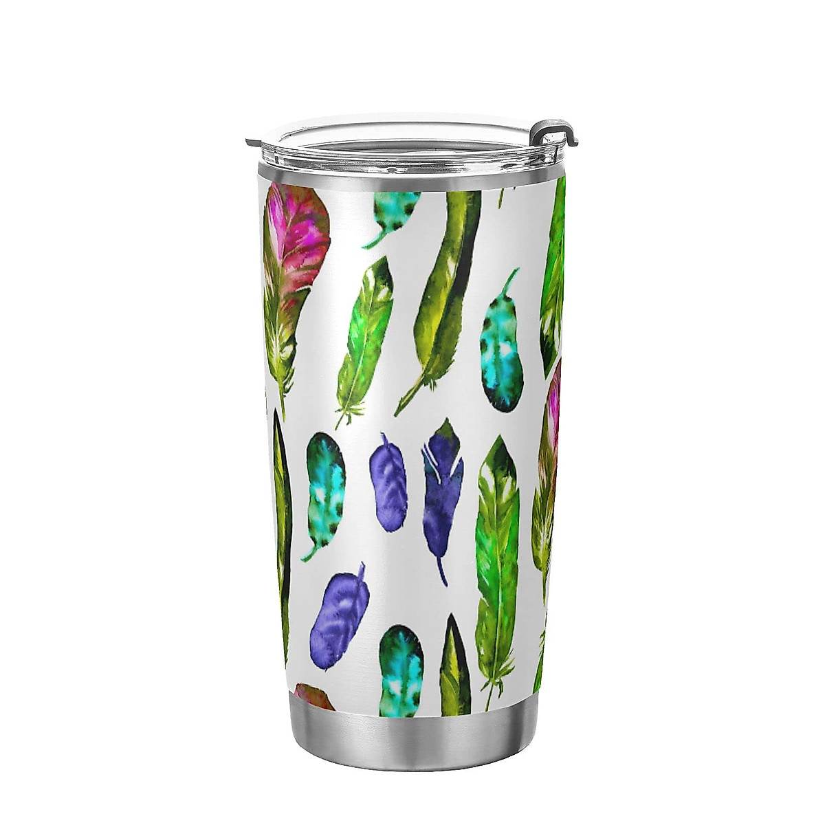 Yasala Tumbler Vibrant Feather Insulated Coffee Cup Back to School Beverage Container Office Travel Mug with Straw and Lid 20oz