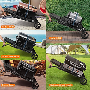 GRILL FORCE Portable Grill Cart for Ninja OG701 OG751, Collapsible Outdoor Grill Stand for Ninja Woodfire Grill, Fits Ninja OG700 Series, Traeger Ranger,Pit Boss 10697/10724 and 22" Blackstone Griddle