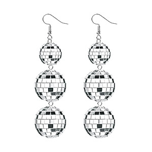 Vintage Disco Ball Dangle Earrings for Women 60's Earrings Silver Gold 70's Disco Ball Earrings Halloween Earrings Jewelry (Style B Silver)