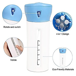 Harewu 4 in 1 Travel Liquid Dispenser Container, Portable Travel Leak Proof Container with 4 Liquid Dispensing Bottles.for Toiletries, Shampoo,Conditioner,Lotion,Shower Gel, Cosmetics (Blue)