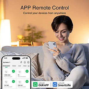 GHome Smart Smart Plug,15A Wi-Fi Plug Compatible with Alexa and Google Home, Mini Outlet Socket Remote Control with Schedule Timer Function, Only for 2.4GHz Network, No Hub Required (4 Pack)