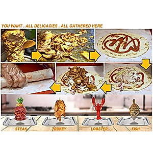 Stainless Steel Vertical Skewer for Barbecue Grill, For Tacos Al Pastor, Shawarma, Brazilian Churrasco, Removable Grilling Rack Meat Spit (With Bakeware)