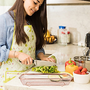 Cabilock Desktop Utensil Basket Utensil Drawer Organizer Chopsticks Storage Basket Cutlery Tray Silverware Flatware Kitchen Utensil Cutlery Tray for Home Shop Rose Gold