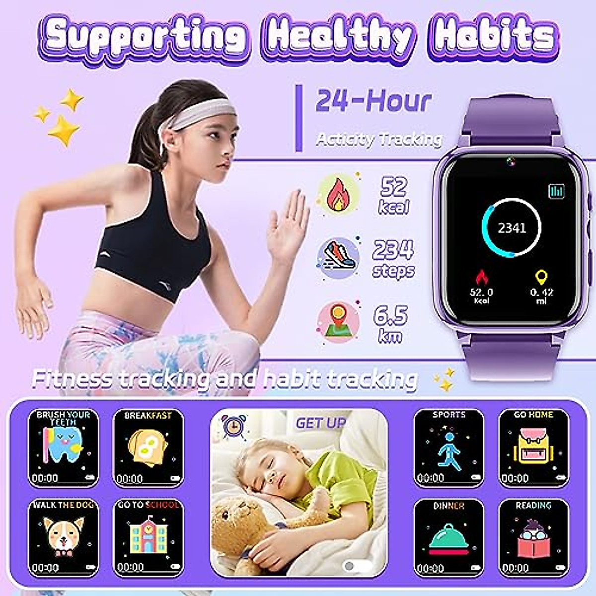 JYNZYUPO Smart Watch for Kids,with 26 Games Educational Learning Touchscreen 1.7" Smart Watch Toddlers Multi-Function Childrens Smartwatches Gift Toys for 3-12 Years Old