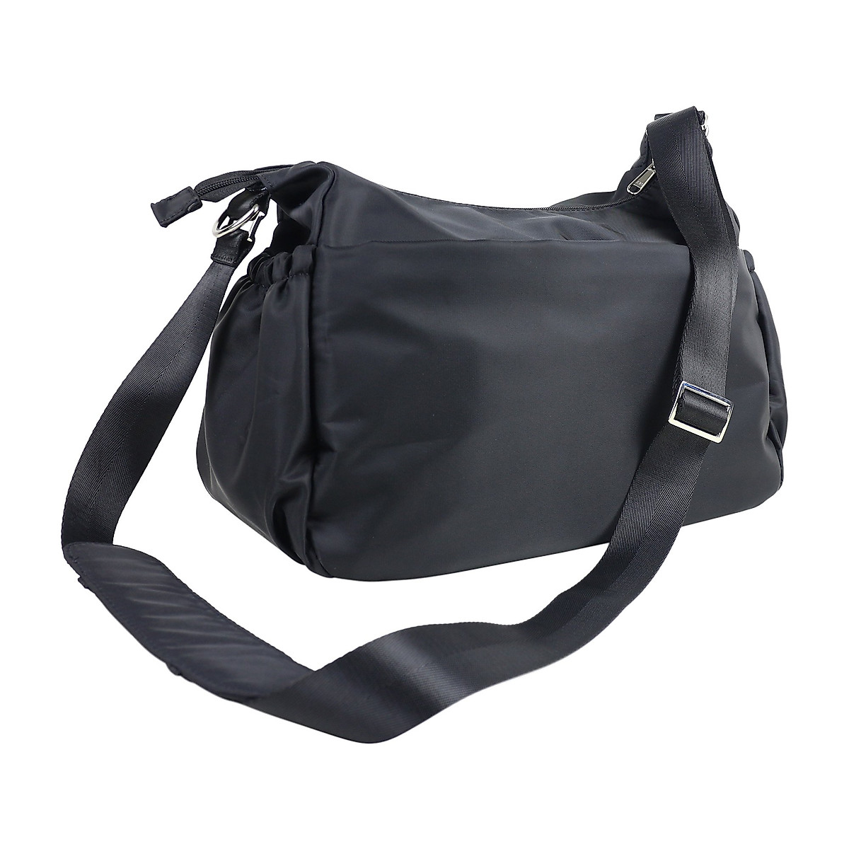 Purse Diaper Bag in Black Nylon with Matching Changing Pad Stroller Straps Premium Zippers 11 Pockets Insulated for Baby Bottles Crossbody Silver Tone Hardware Spacious Perfect for Moms on The Go