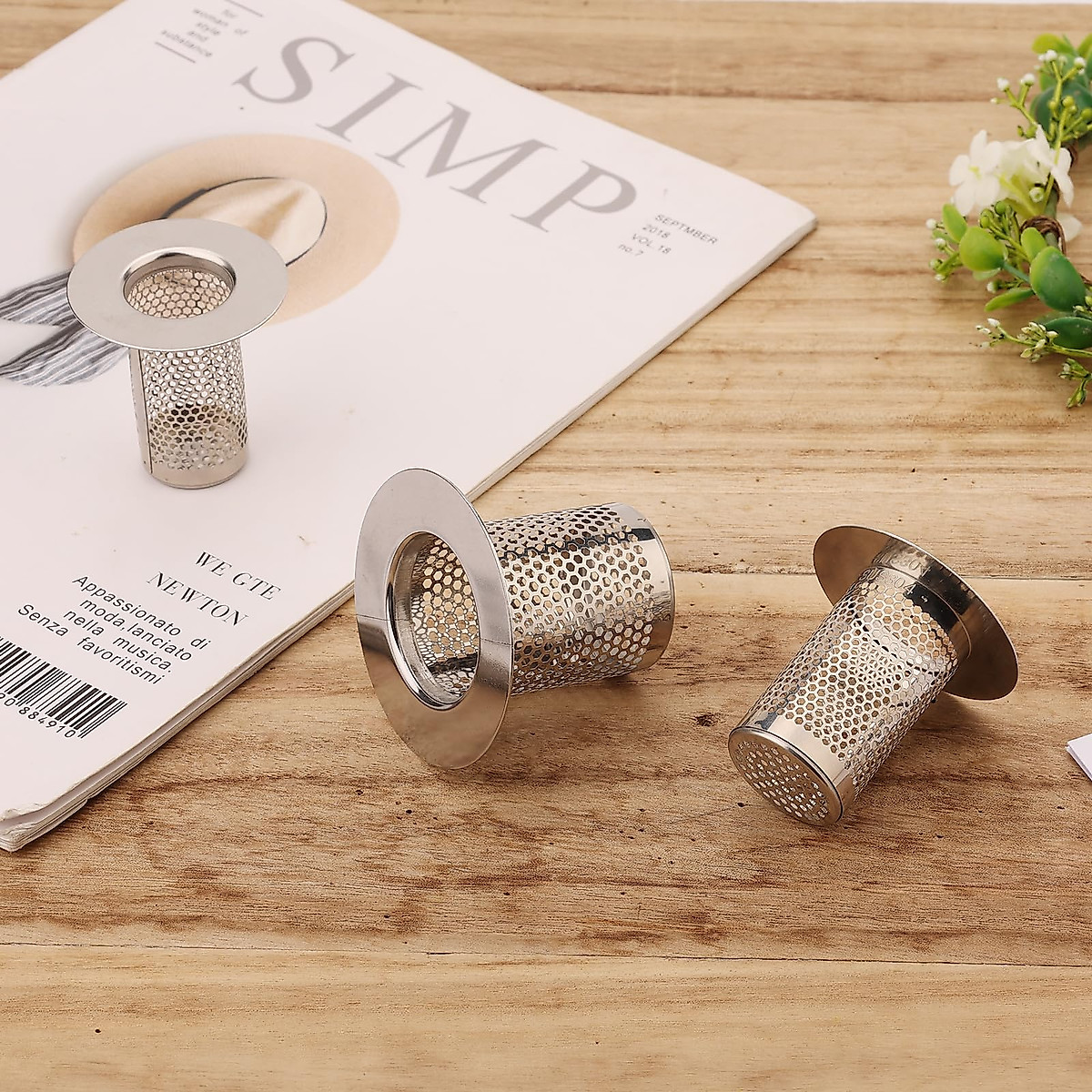 3pcs Bathtub Drain Cover, Hair Catcher Shower Drain Stainless Steel Deep Hair Catcher Hair Strainer Shower Drain Filter for Sink Strainer, Bathtub