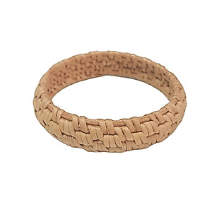 Dainty Rattan Geometric Bracelets Handmade Woven Lightweight Straw Wicker Braid Ethnic Round Statement Chunky Bangle for Women Jewelry-2 PCS