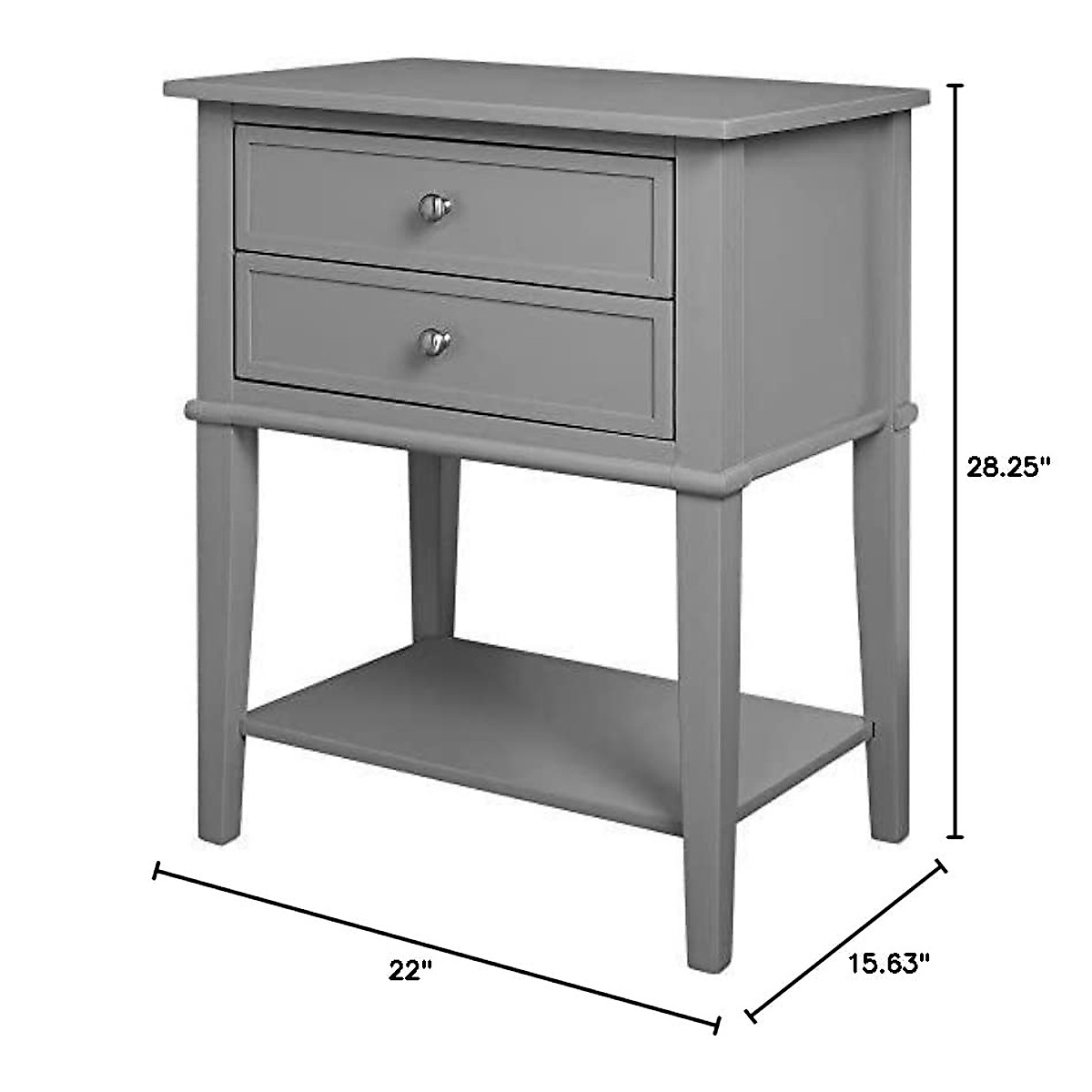Ameriwood Home Franklin Accent Table with 2 Drawers, Gray -