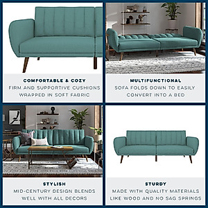 Novogratz 2115829N Brittany Futon, Light Blue