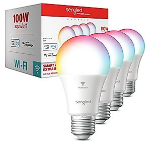 Sengled Smart Bulb, 100W Equivalent WiFi Color Changing Light Bulb, 1500LM Extra Bright Smart Light Bulb That Work with Alexa Google, Dimmable A19 Multicolor Alexa Bulb,CRI>90, No Hub Required, 4-Pack