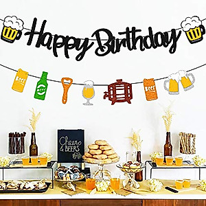 Happy Birthday Banner for Men Cheers for 21st-100th Years Bday Party Backdrop Decoration for Women Adult Him Her Celebrating Birthday Anniversary Event Garland Supplies Pre-Strung