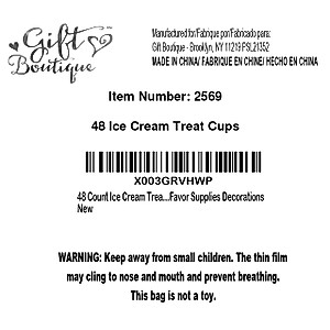 Gift Boutique 48 Count Ice Cream Treat Snack Cups 10 Oz. Disposable Paper Cup Dessert Ices Bowls Ice Cream Truck with Cones and Pops Design For Frozen Treats Cupcakes Party Favor Supplies Decorations