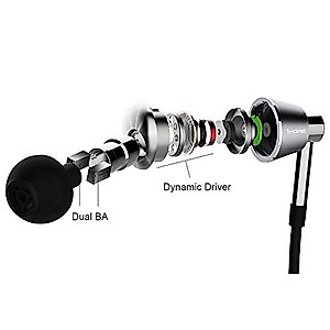 1MORE Triple Driver BT in-Ear Headphones Bluetooth Earphones with Hi-Res LDAC Wireless Sound Quality, Environmental Noise Isolation, Fast Charging, Volume Controls with Microphone - Silver