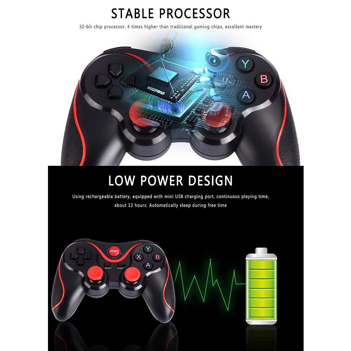 Megadream Android Gamepad Controller, Wireless Key Mapping Gamepad Joystick Perfect for Call of Duty & PUBG Mobile & More, Compatible for Samsung Galaxy HTC LG Other Phone, Not for iOS