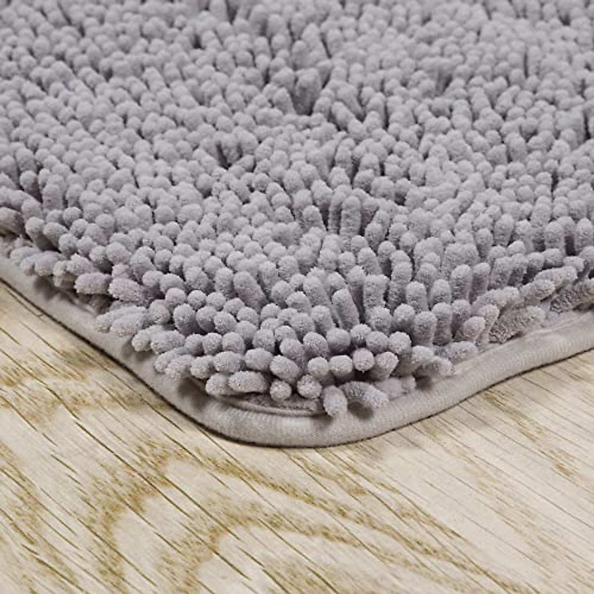 Lavish Home Bath Mat - 58x24-Inch Bathroom Runner with Non-Slip Backing - Absorbent High-Pile Chenille Memory Foam Bathroom Rug (Gray)