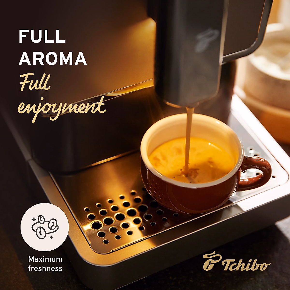 Tchibo Single Serve Coffee Maker - Automatic Espresso Coffee Machine - Built-in Grinder, No Coffee Pods Needed - Comes with 2 x 17.6 Ounce Bags of Whole Beans