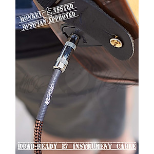 Mophead 15-Foot Guitar Instrument Cable - 1/4 Inch TS to 1/4 Inch TS Pro Grade Double Insulated Tweed Braided for Electric Guitar, Bass, Amp, Keyboard (Brown and Black)