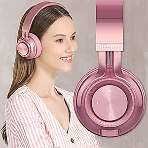 REETEC Wireless Bluetooth Headphones Over-Ear - [40 Hrs Playing Time, Soft Protein Earpads] Foldable HiFi Stereo Wireless Headphones with Microphone, Deep Bass Headset for Phone, PC, iPad - Rose Gold