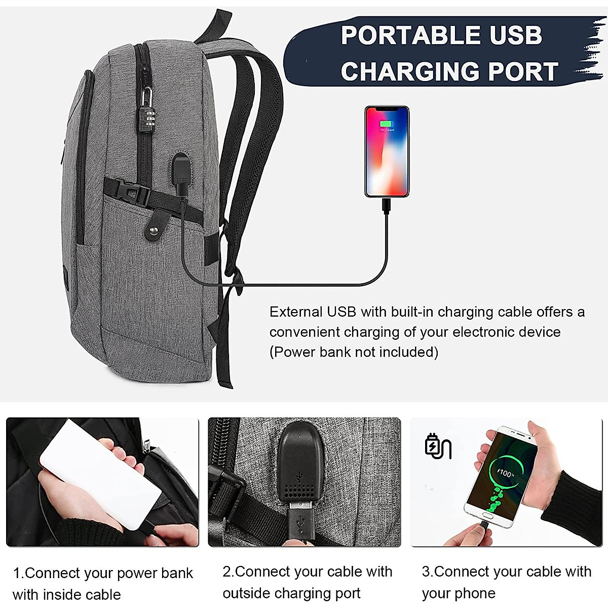 Mancro 17.3 Inch Business Laptop Backpack Large Travel Backpack with USB Charging Port Lightweight Anti-Theft Laptop Backpack for Men & Women