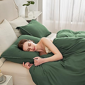 KINMEROOM Olive Green Duvet Cover Queen Size- Soft & Breathable Bedding Duvet Cover Set with Zipper Closure-1 Duvet Cover and 2 Pillow Shams(90 * 90",Olive Green)