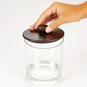 mDesign Medium Modern Apothecary Storage Organizer Canister Jars - Acrylic Containers for Bathroom, Organization Holder for Vanity, Counter, Makeup Table, Lumiere Collection, 2 Pack, Clear/Bronze