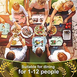 Sumind 12 Pcs Unbreakable Divided Plate 12" Reusable Portion Control Plate Plastic Lunch Tray Lightweight Microwave Safe Compartment Plate for Adults Kids Toddler Fast Food(Bright Color)