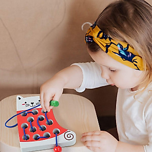 QZMTOY Wooden Lacing Toy, Cat Pineapple Threading Toys Toddler Activities Fine Motor Skills Montessori Toys for Toddlers Travel Game Early Learning Educational Gifts for Boys Girsl Baby Kids