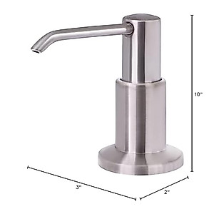 PlumBoss E1000 Built in Soap Dispenser for Kitchen Sink - Multipurpose Stainless Steel Pump with 500mL Bottle for Dish Soap, Hand Lotion, and Hand Sanitizer - Refill from The Top - Brushed Nickel