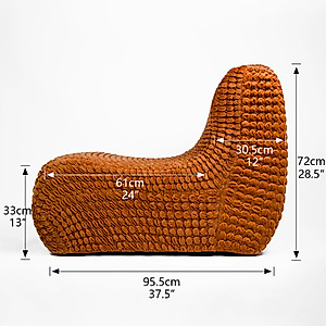 N&V Single Seated Foam Sofa, Armless Floor Sofa, One Piece High Density Foam, Removable and Machine Washable Cover, Caramel